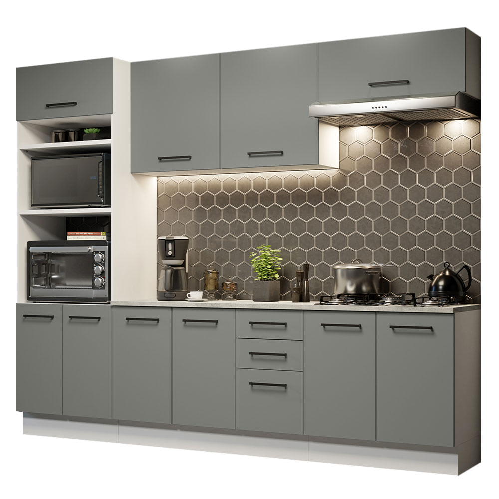 Mueble De Cocina Alacena Madesa Agata Con Tablero 270 Cm Gris - Promart