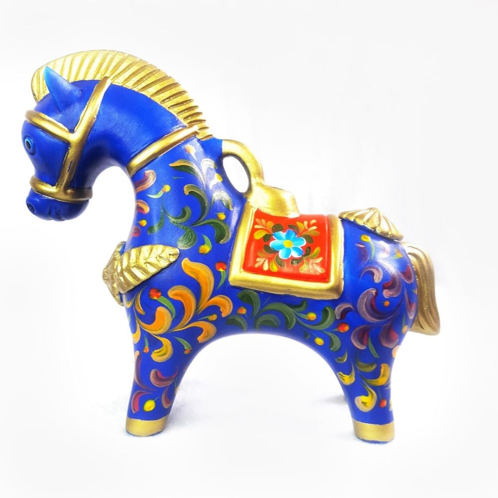 Caballo Deco Ekekos San Blas Mate M Pintado a Mano Base Azul | Promart ...