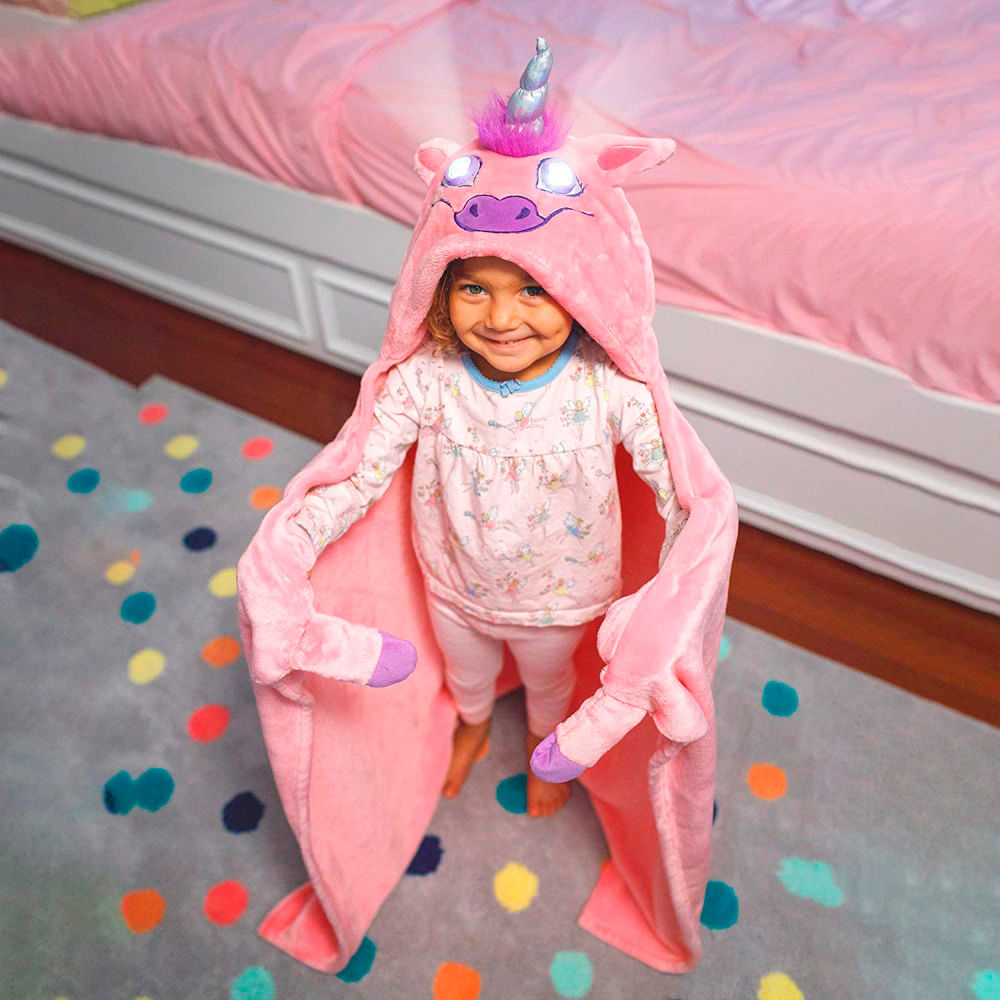 Manta Abrigo con Capucha con Luces LED Unicornio Rosa - Promart