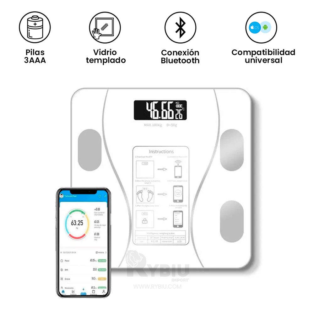 Balanza Inteligente Bluetooth Blanco - Promart
