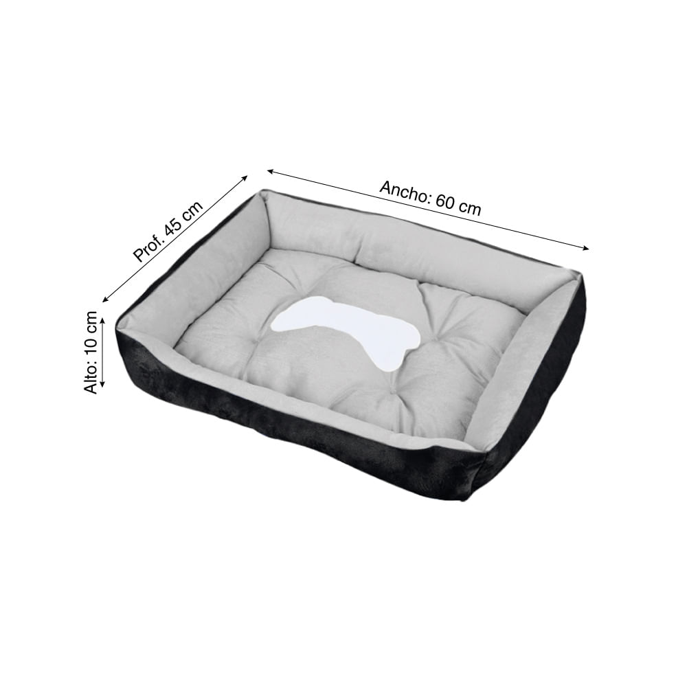 Cama rectangular 60x45cm negro para perro/gato - Promart