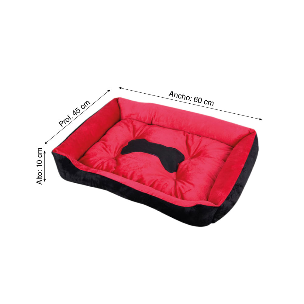 Cama rectangular roja 60x45cm para perro/gato - Promart