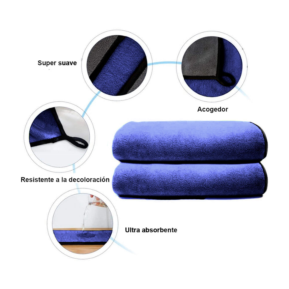Manta toalla reversible absorbente azul - Promart