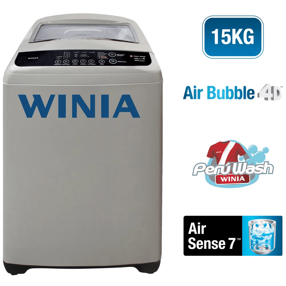 Lavadora de 15Kg Tecnología 4D Bubble System Winia WLA-150GMG Gris ...