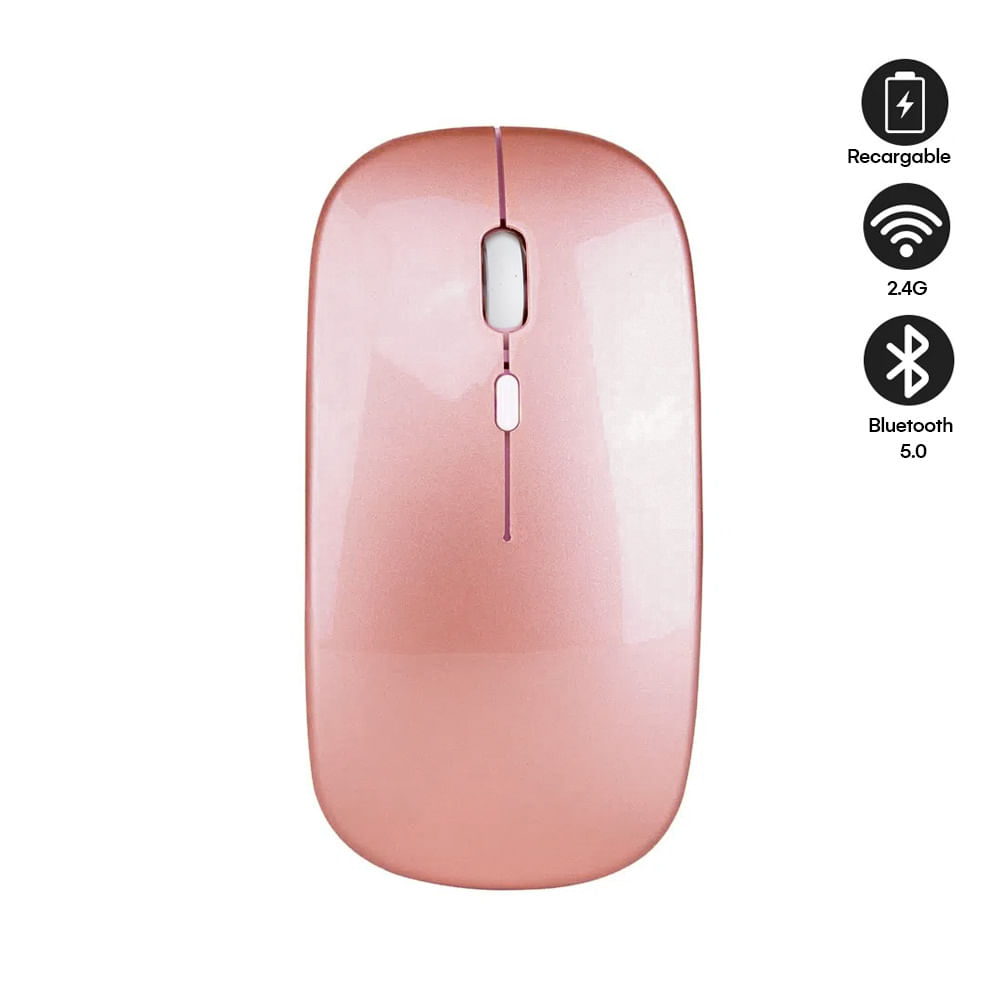 Mouse inalámbrico Recargable Bluetooth Dual - Rosa Gold - Promart