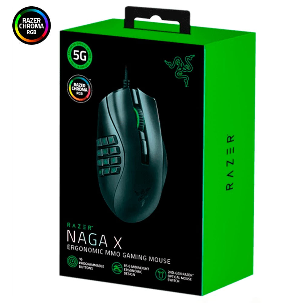 Mouse Razer Naga X 18K DPI 16 botones MMO Chroma Black - Promart
