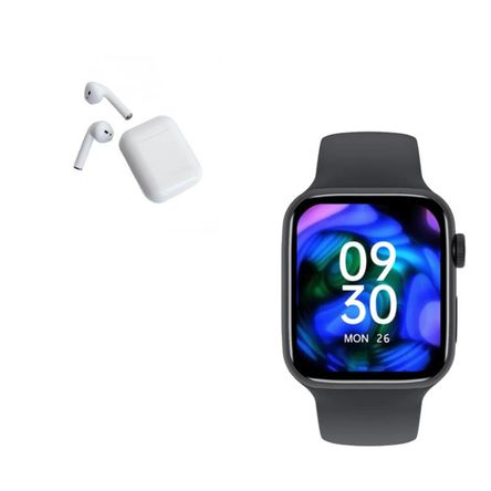 Smartwatch I8 Pro Max Negro y Audifono I12 Blanco - Promart