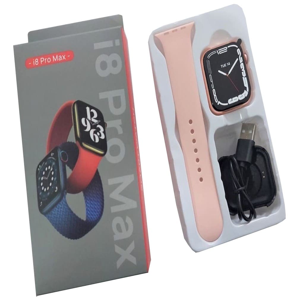 Smartwatch I8 Pro Max Rosado y Audifono I12 Rosado - Promart