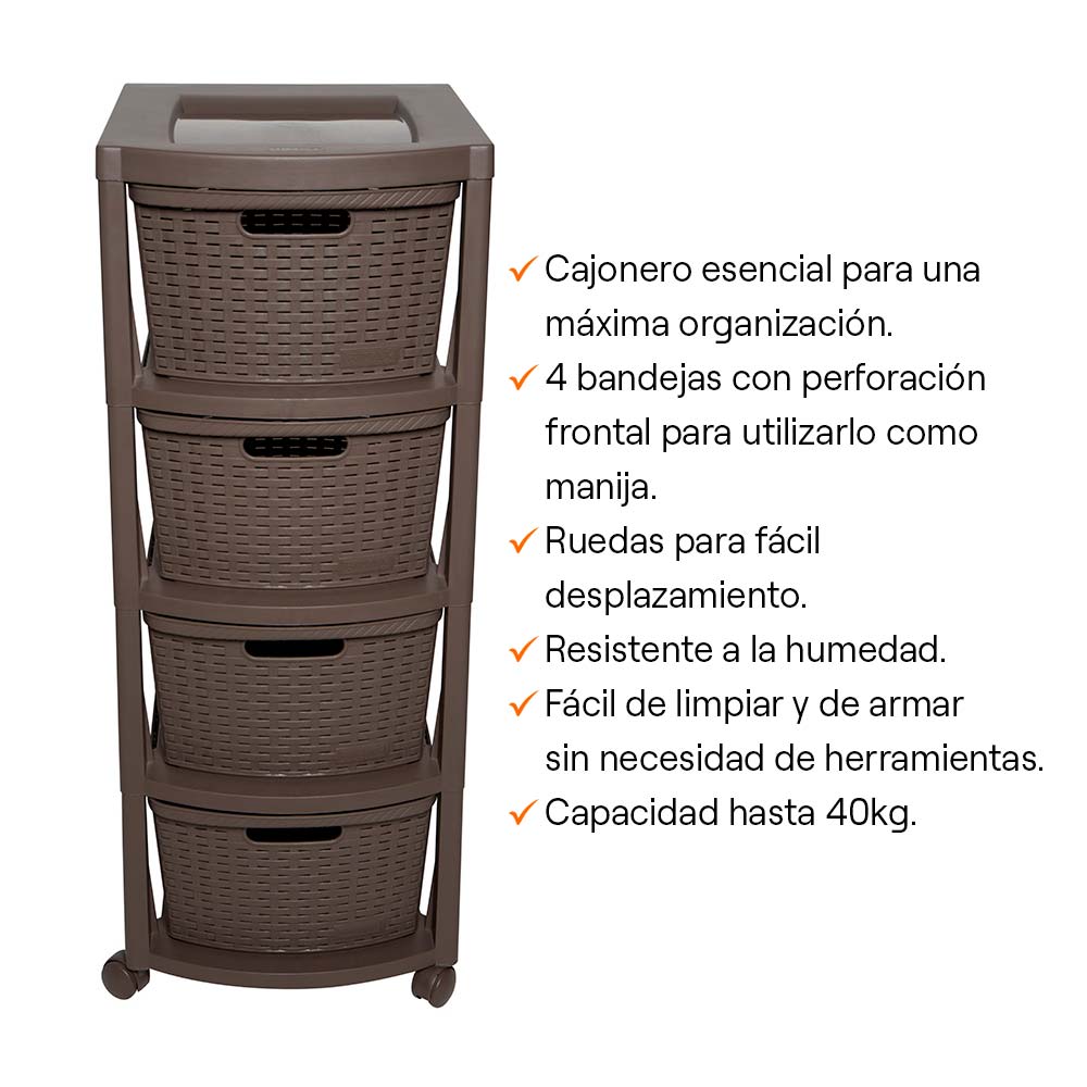 Cajonero Rattan 4 niveles Rimax - Promart