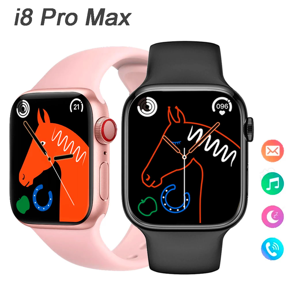 Pack Smartwatch Premium Serie i8 Pro Max Hryfine Negro y Rosa - Promart