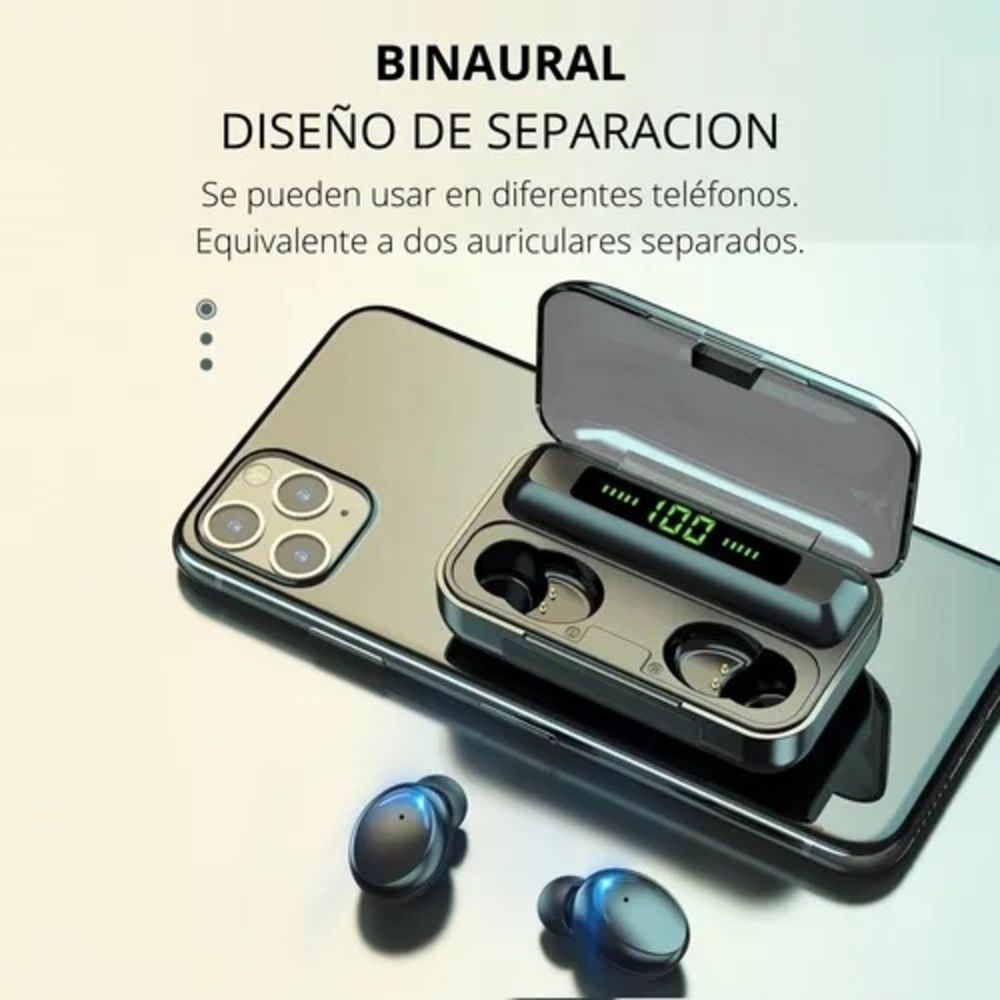 Audífono Inalámbrico Bluetooth Táctil con Power Bank F09 Negro ...