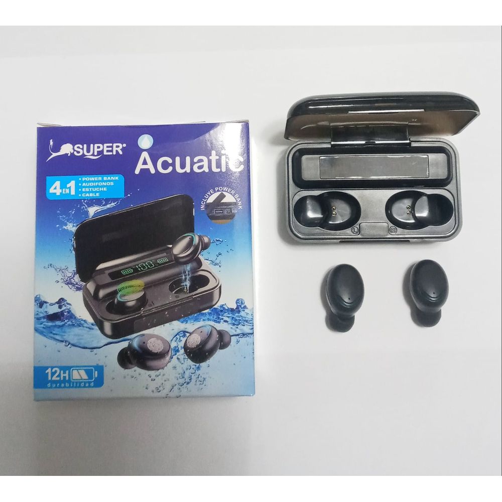 Audífono Inalámbrico Bluetooth Táctil con Power Bank F09 Negro ...