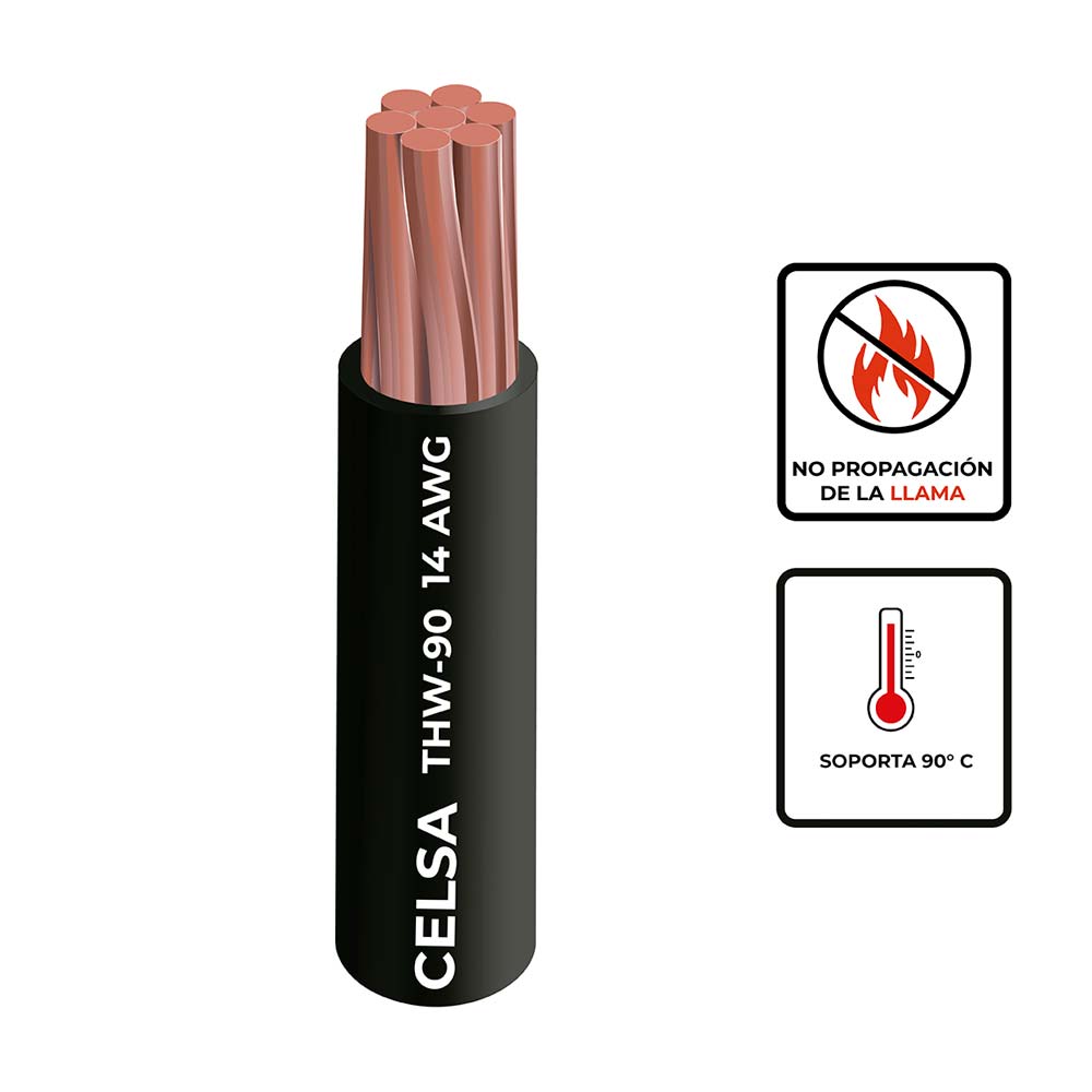 Cable THW-90 450/750 V 14 AWG Celsa Negro 100m - Promart