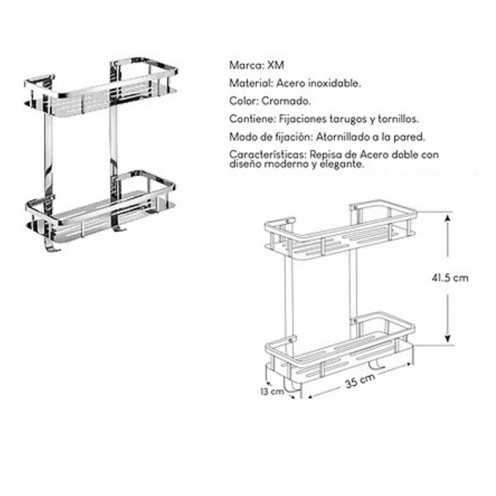 Repisa XM Acero Inoxidable doble - Promart