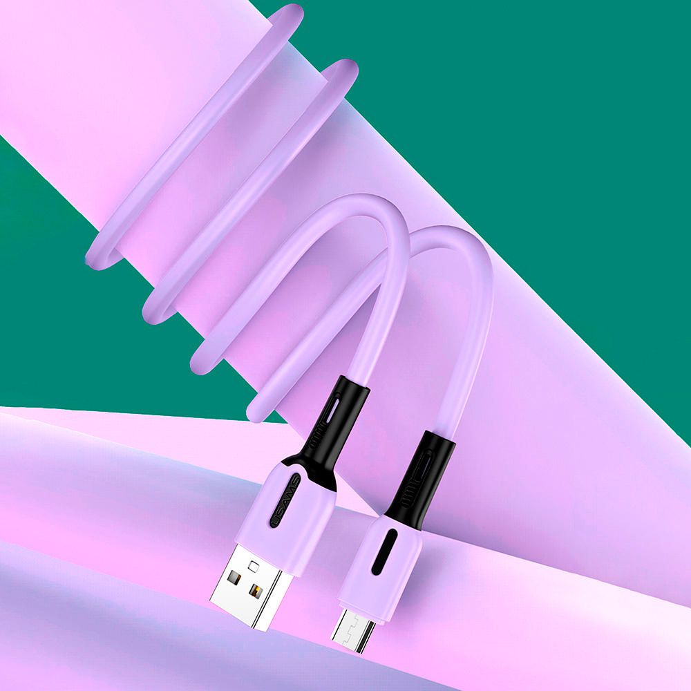 Cable Usams U51 USB a Micro Silicona Con Luz 1m Lila - Promart