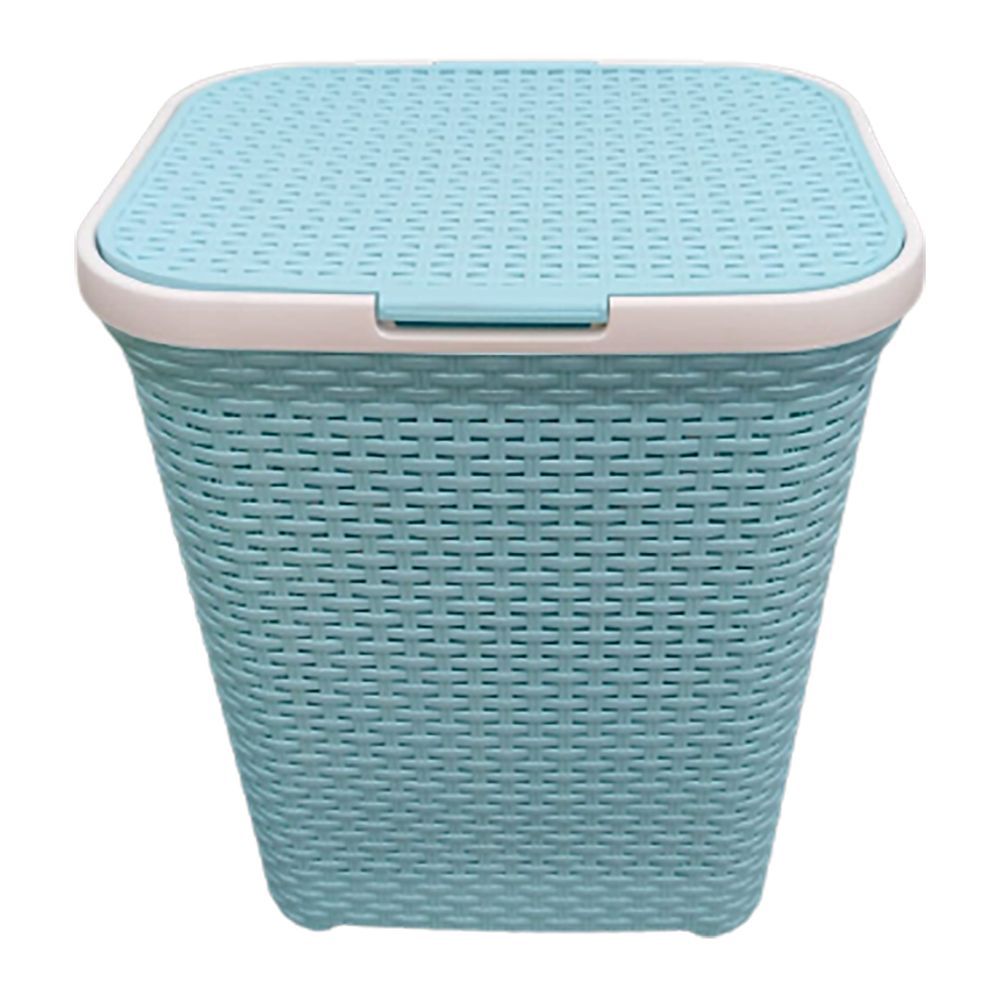 Cesta de Ropa Almacenamiento Tipo Ratan en Turquesa Lavanderia - Promart