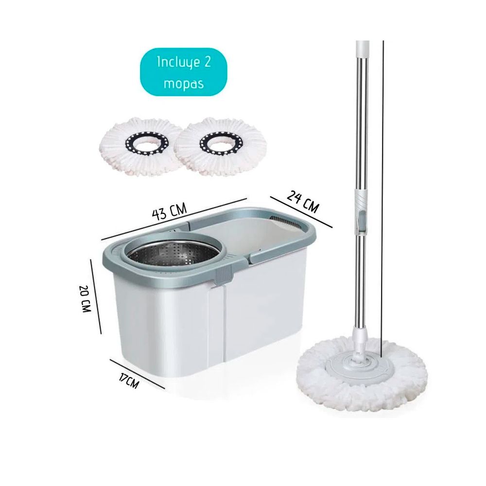 Trapeador Automático Giratorio con Balde Escurridor 2 Mopas Premium ...