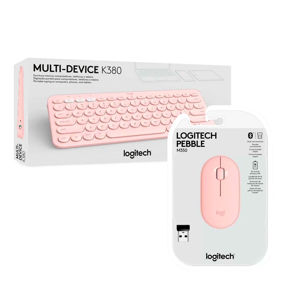 Teclado Logitech K380 Rose + Mouse Pebble M350 Rose - Promart