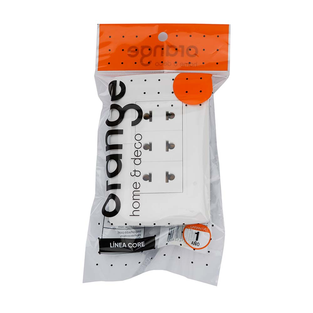 Tomacorriente Essential Triple Universal Blanco Orange - Promart
