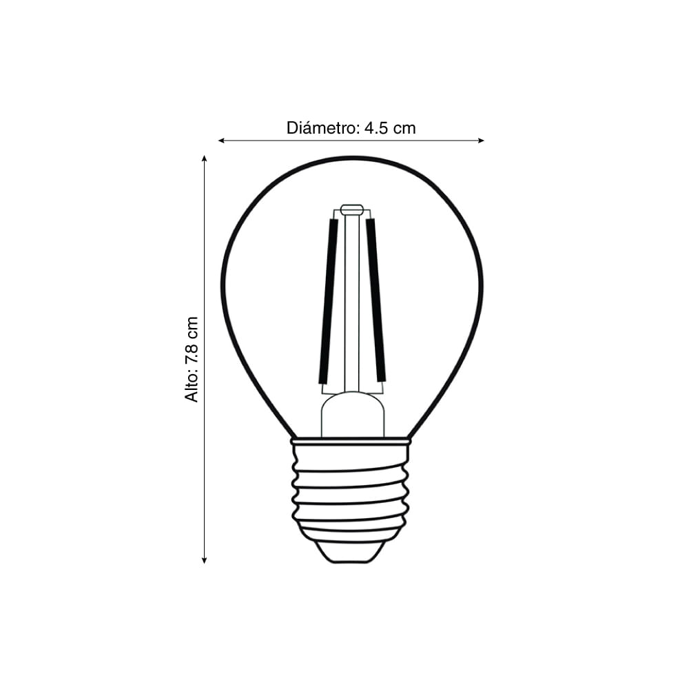 Foco G45 led de filamento 5W cálida E27 - Promart