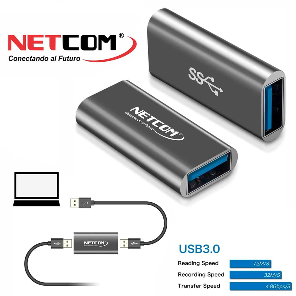 Union Empalme USB 3.0 Extiende USB 3.0 Datos y Carga 5Gbps - Promart