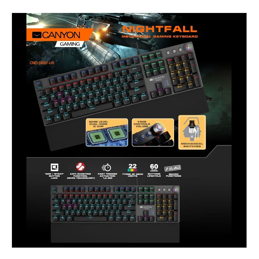 Teclado Canyon Gaming Nightfall Mecánico con Iluminación led - Promart