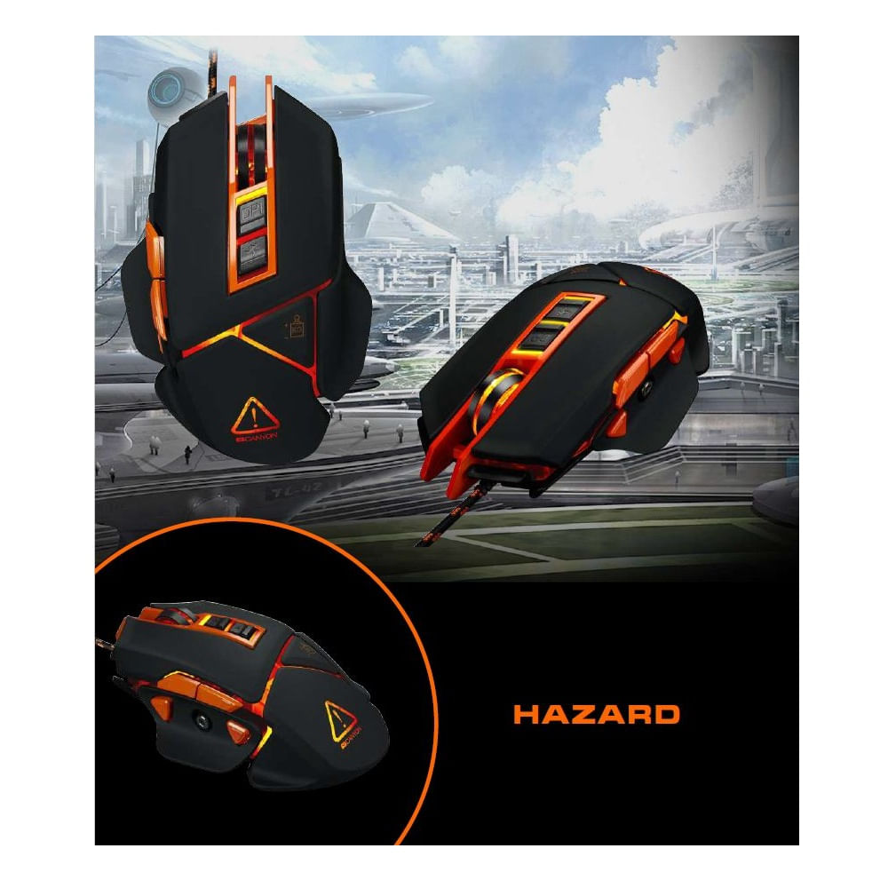 Mouse Canyon Gaming Hazard con Luz Led 6400 Dpi - Promart