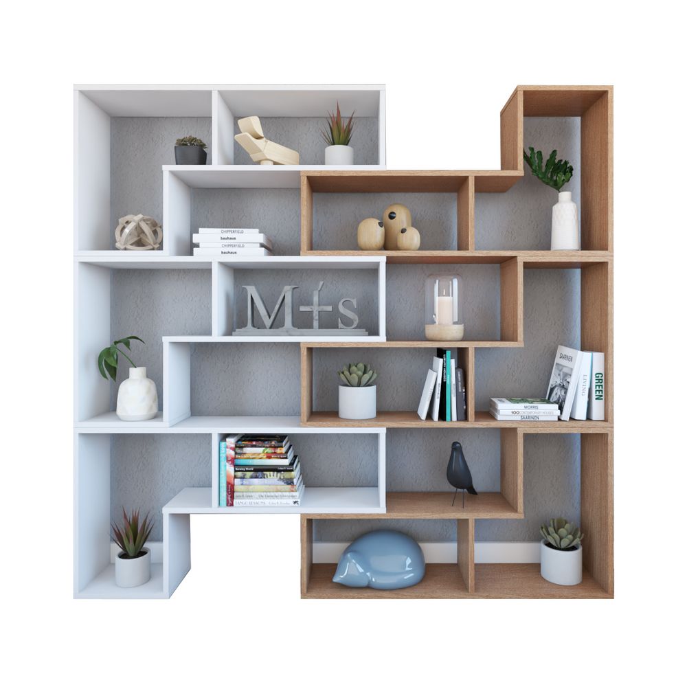 Librero Valencia Color Haya y Blanco Muebles&Estilos Muebles para el Hogar | Promart.pe - Promart