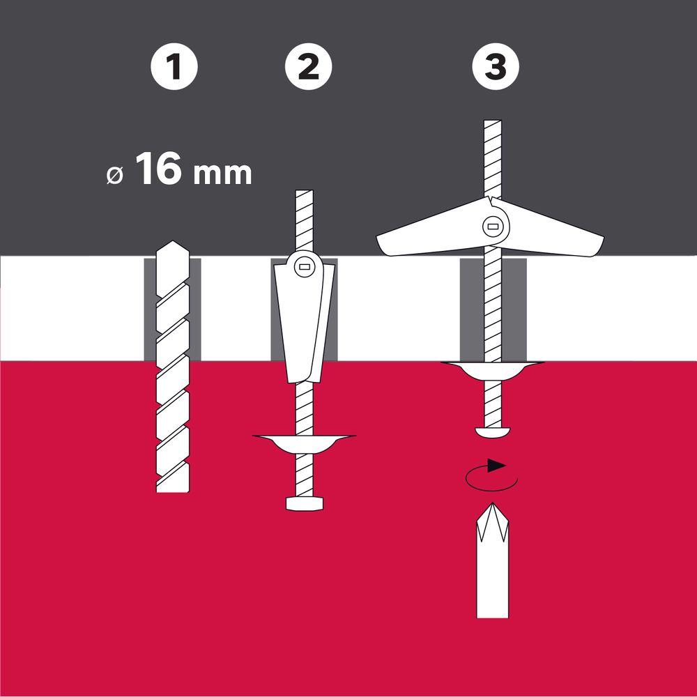 Tornillo + Anclaje Mariposa 16x51mm x 2 unidades Standers - Promart