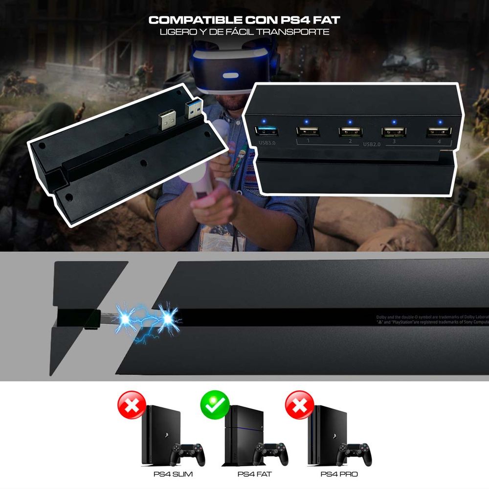 Hub Usb para Playstation 4 Fat Extension Usb - Promart
