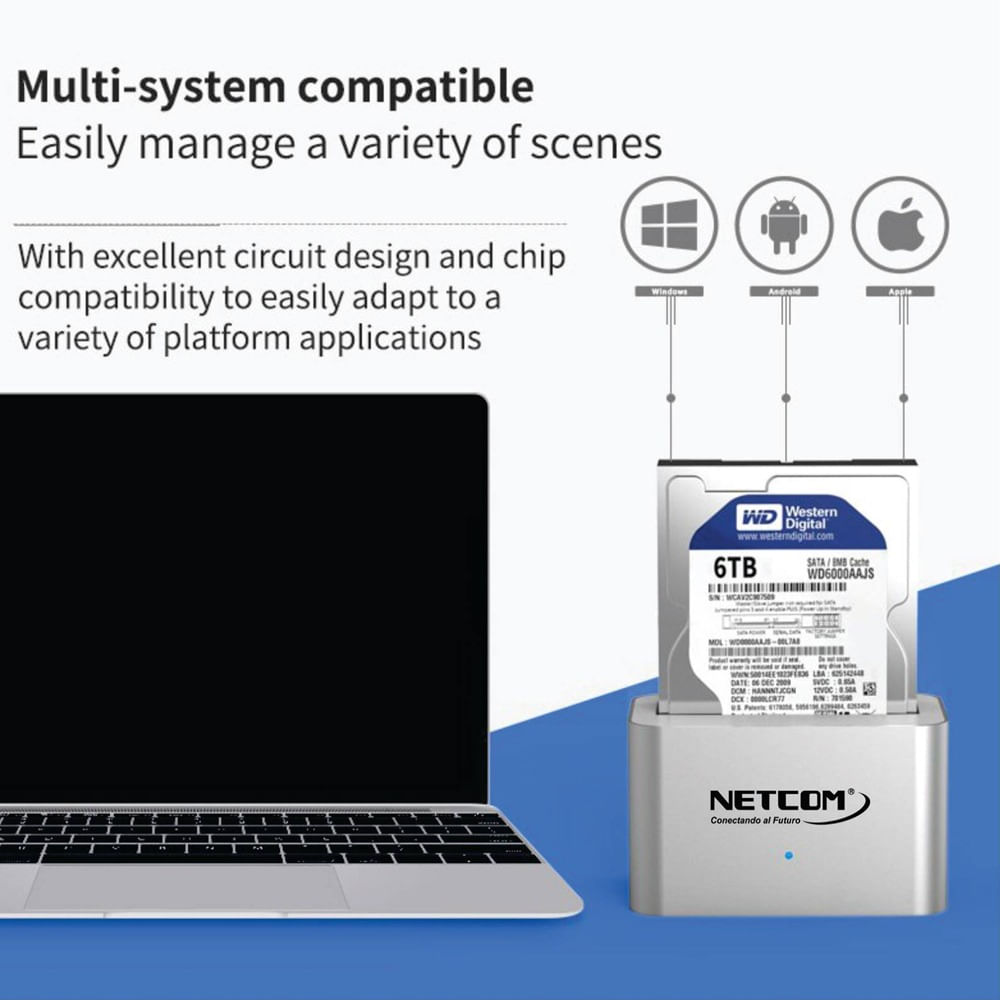 Hdd Docking Station 2.5 3.5 Sata Sata II Sata III Usb 3.0 Netcom - Promart