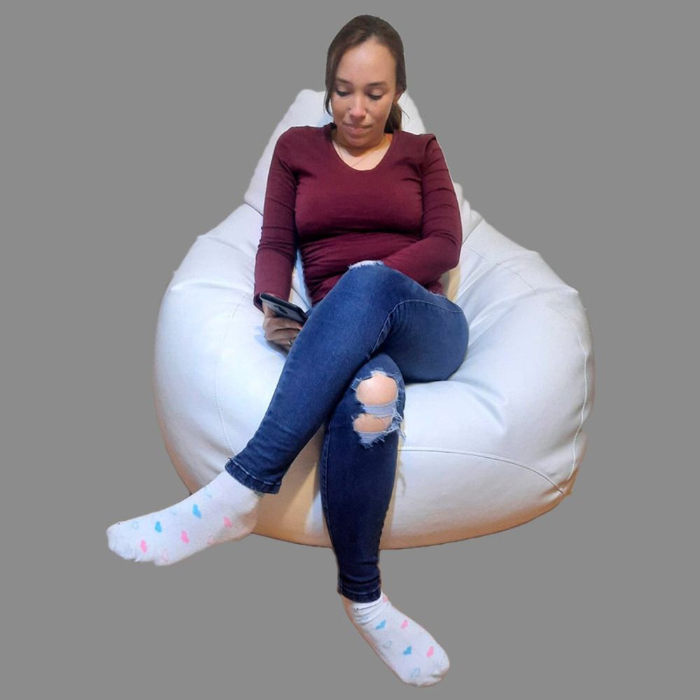 Puff Sillon Jumbo en Ultra cuero Mundo Puff Peru color Blanco Para ...