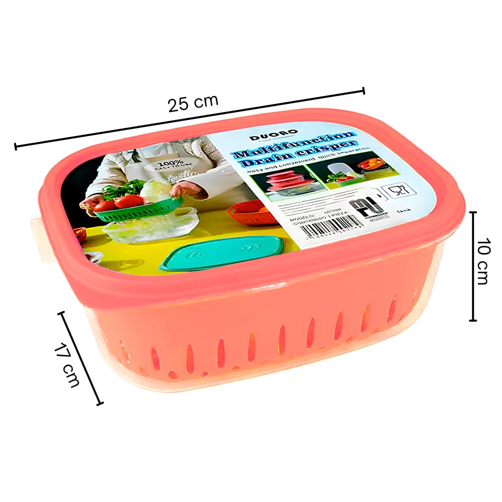 Juego de Tápers Herméticos Contenedor Colador con Tapa 3 Piezas Rosa ...