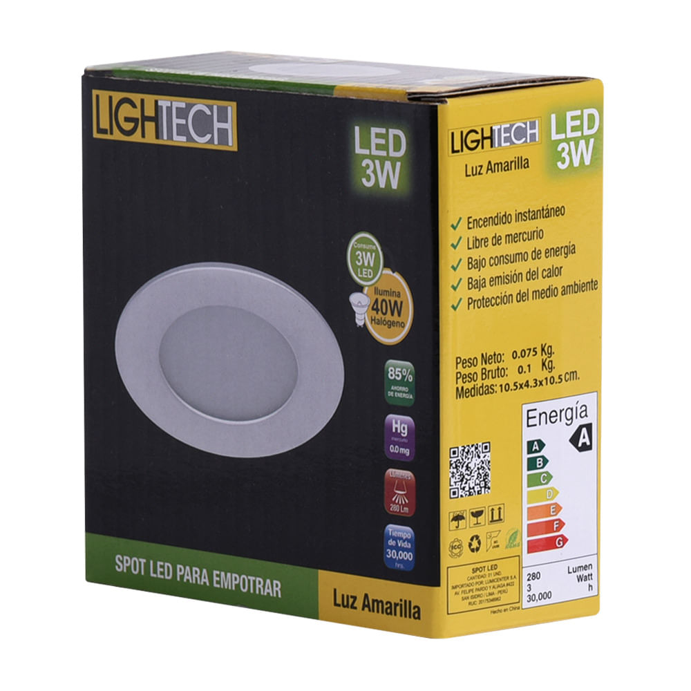 Spot para mueble Lightech 3W 6cm Luz cálida Blanco Lightech - Promart
