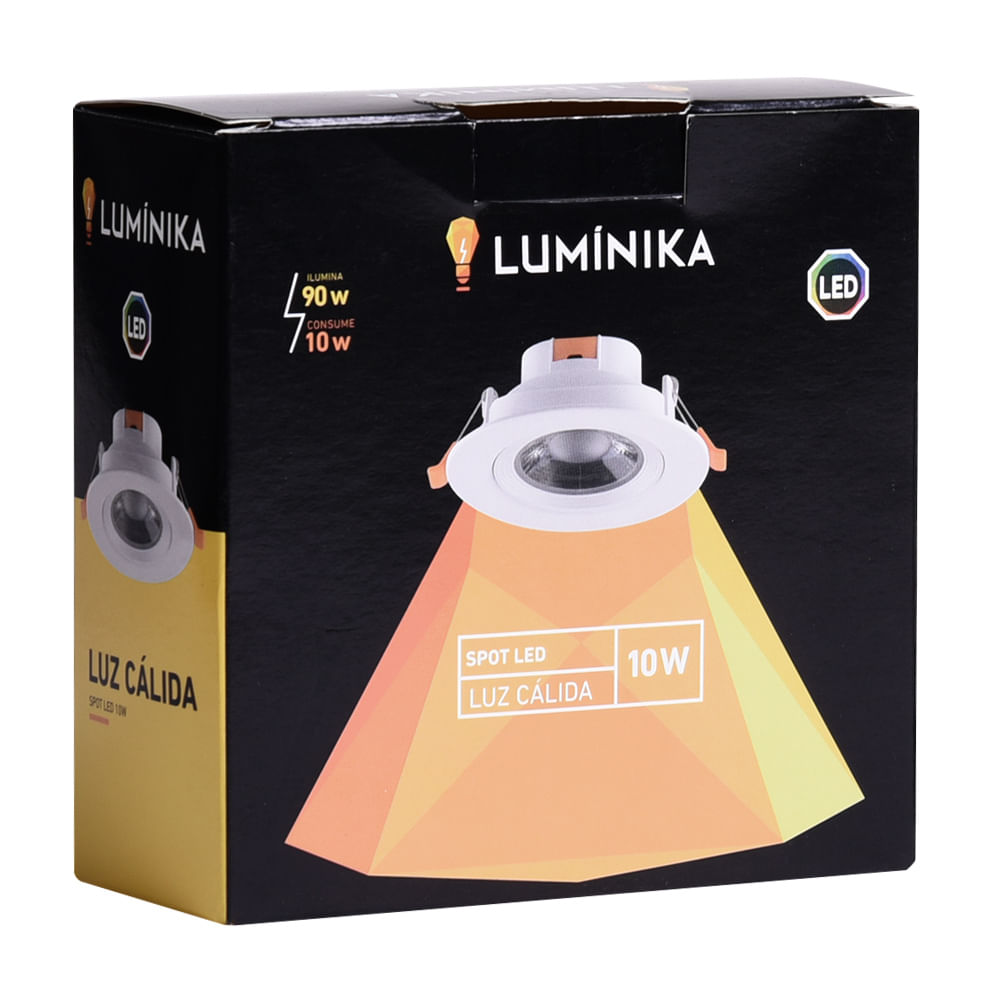 Spot LED Integrado Luminika Dirigible 10W 12cm Luz Cálida Blanco - Promart