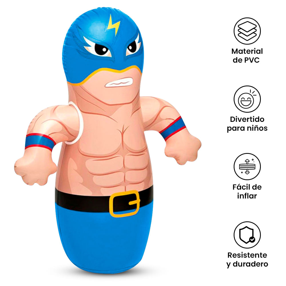 Porfiado Muñeco Inflable Luchador - Azul - Promart
