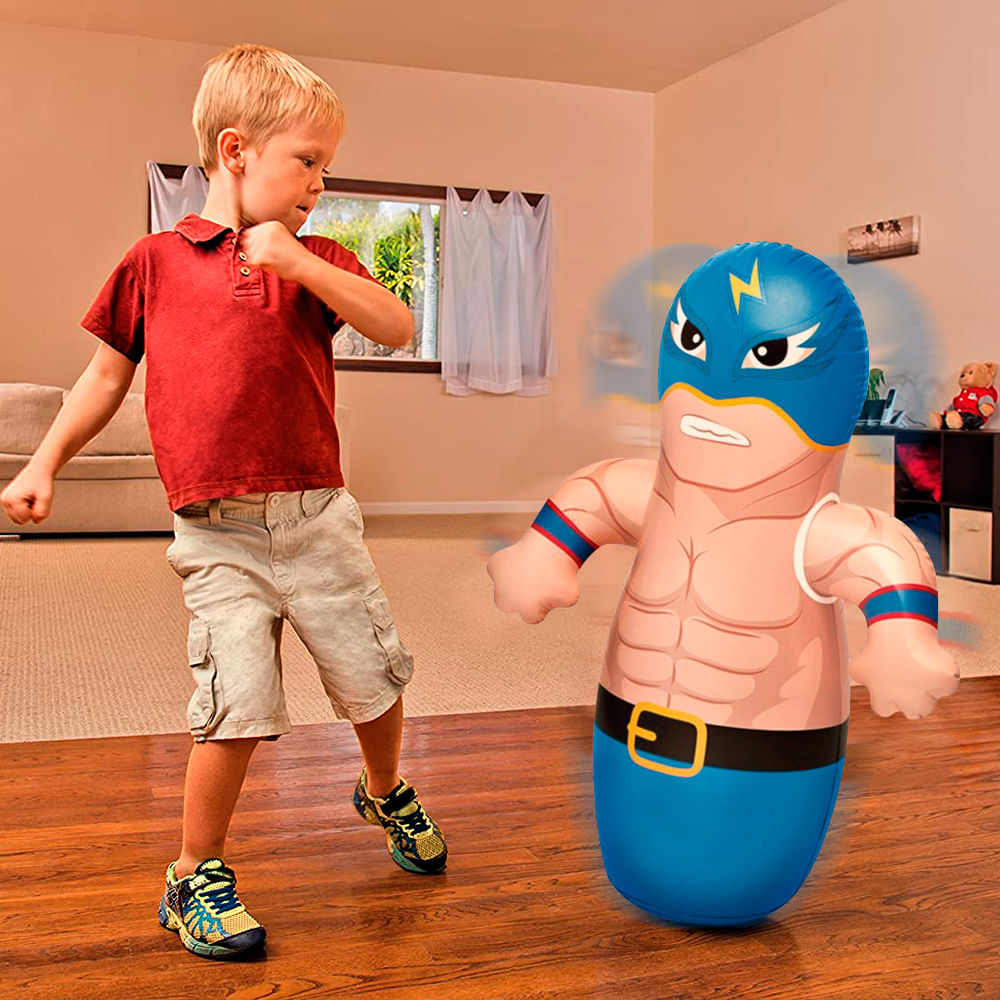 Porfiado Muñeco Inflable Luchador - Azul - Promart