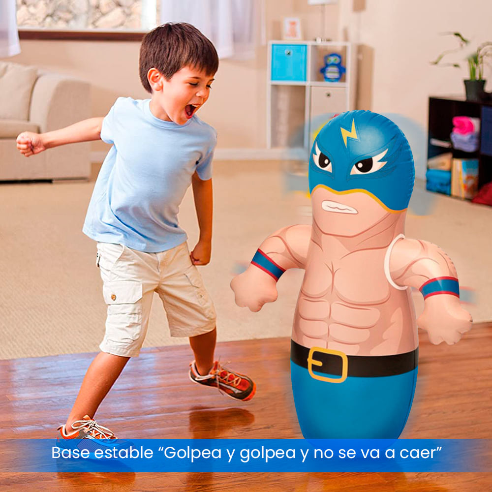 Porfiado Muñeco Inflable Luchador - Azul - Promart