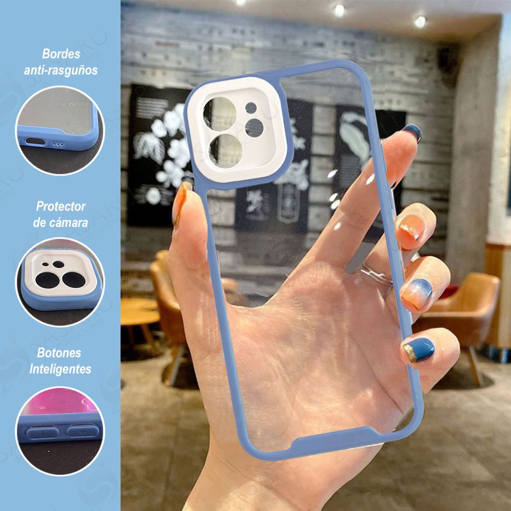 Case Transparente con Bordes Azulino Para IPhone 12 - Promart