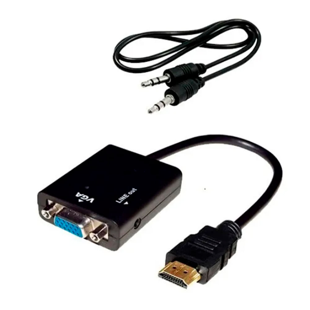 Adaptador Convertidor De Hdmi A Vga Hdmi Macho Vga + Audio - Negro ...