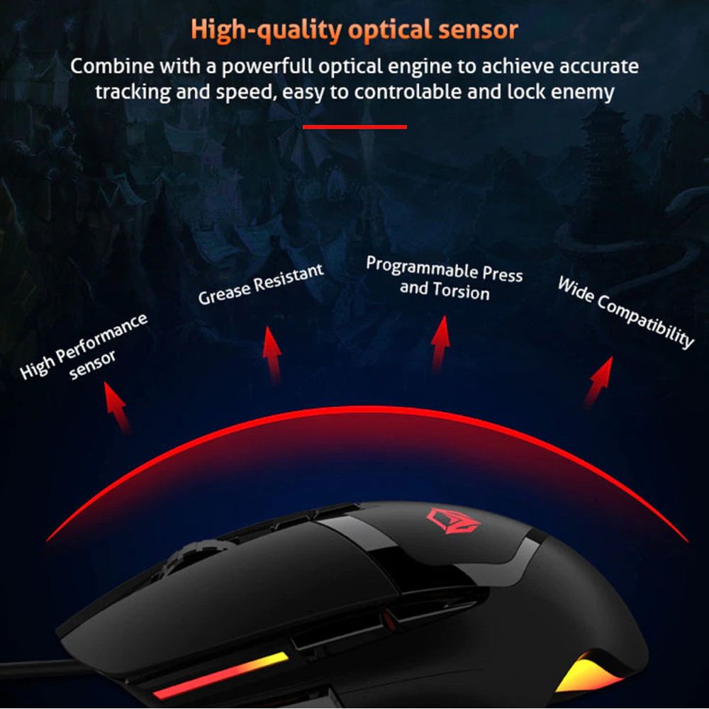 Mouse Gamer 8D Profesional Programable LED RGB Meetion MT-G3325 - Promart