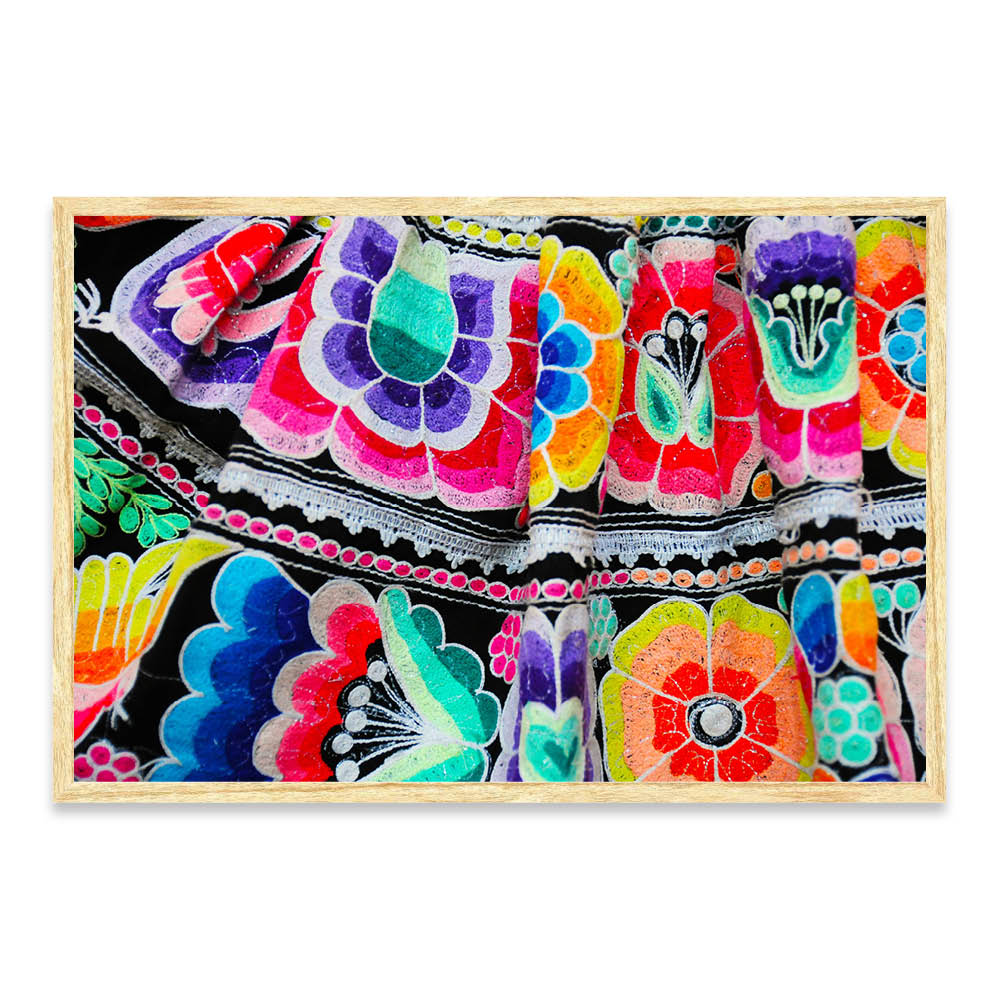 Cuadro Fiesta 120x80 Papel de Algodón Marco madera natural - Promart