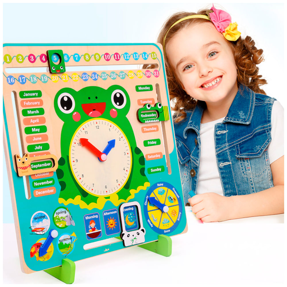 Juego Educativo de Madera Reloj Calendario Didáctico Montessori Rana ...