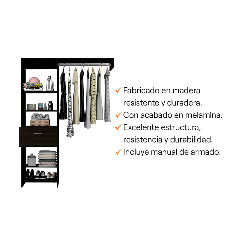 Ropero Manchester 150 Negro Amaderado - Promart