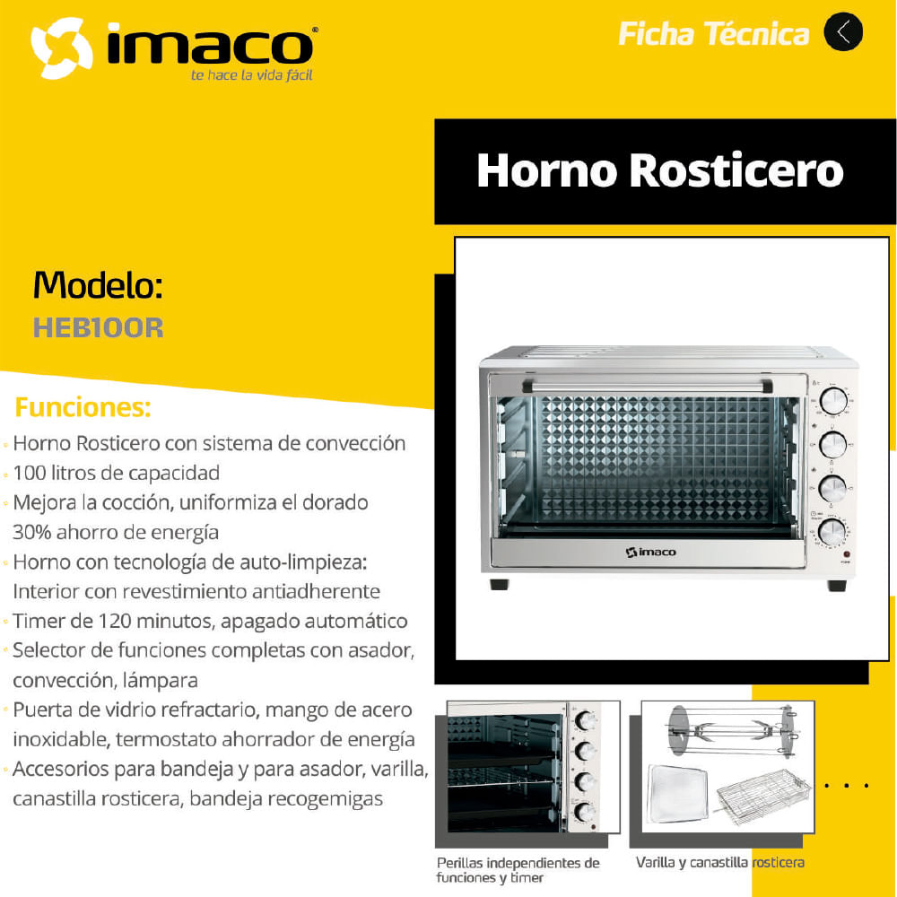 Horno eléctrico Imaco 100lts Heb100r - Promart