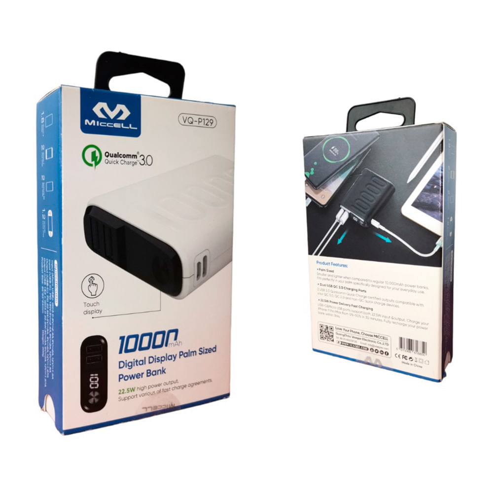 Batería + cargador Miccell Powerbank 10 000 Mah - Promart