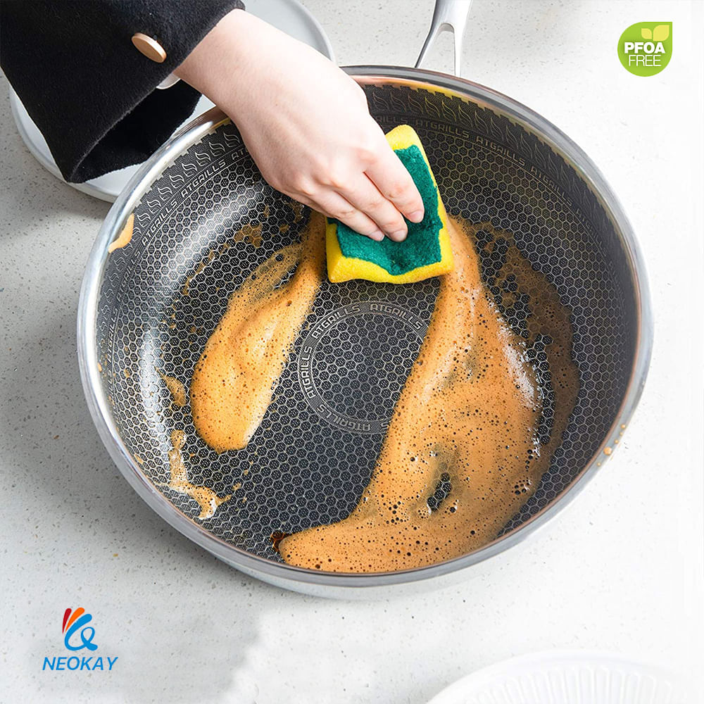 Sartén antiadherente panal de abeja de acero inoxidable N° 26 con tapa ...