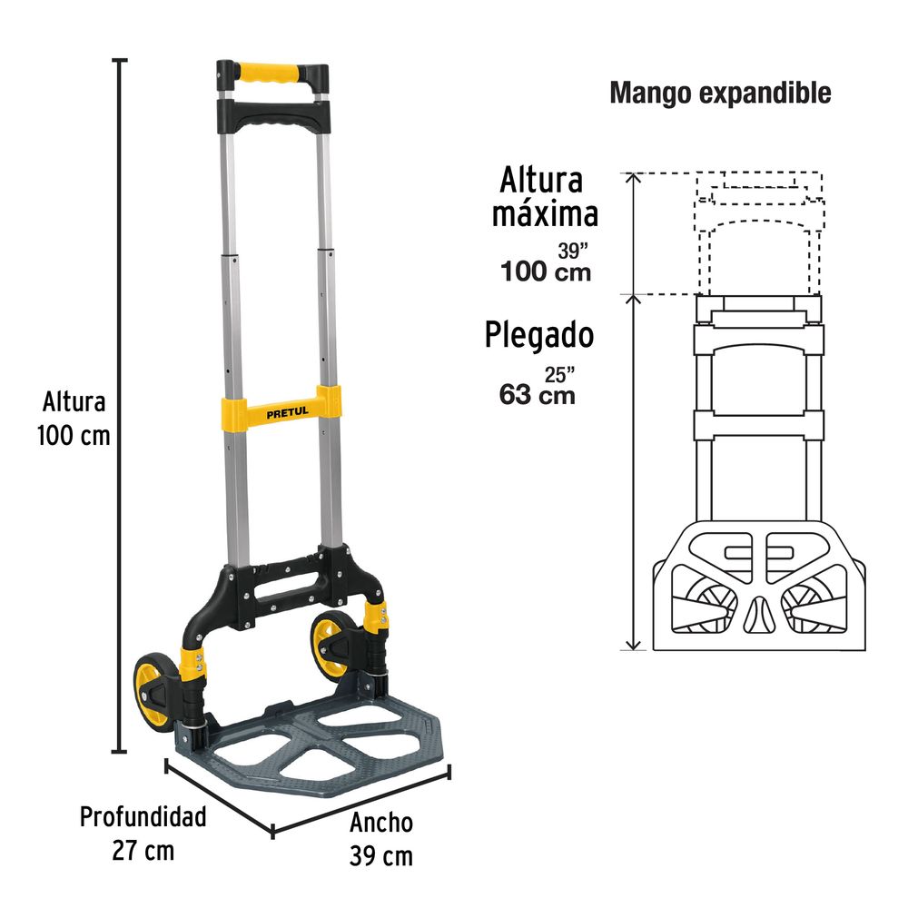 Carreta de carga plegable soporta 100Kg Pretul 24127 | Promart.pe - Promart