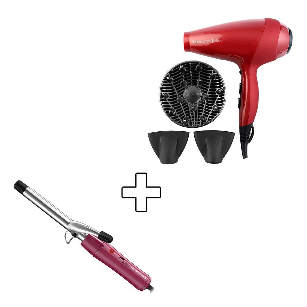 Combo Remington Rizador Chrome Curls + Secadora Remington Silk AC9096 ...