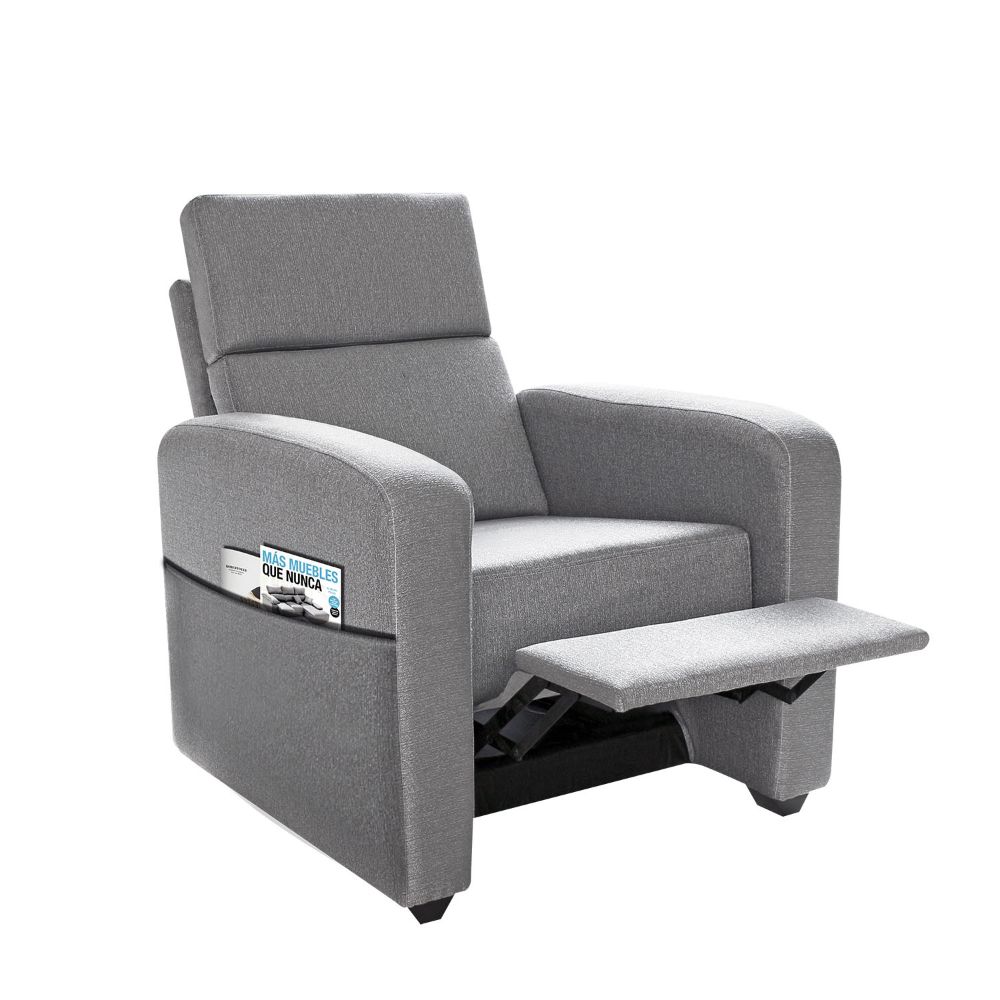 Sillón Reclinable Fe Con Bolsillo Plata - Promart